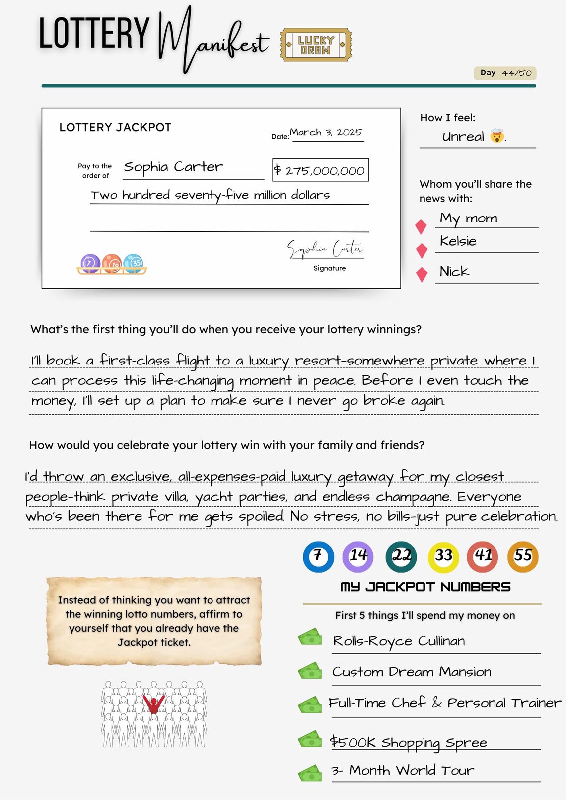 Money Car Lottery House Digital Manifestation Journal Kit Goodnotes ...