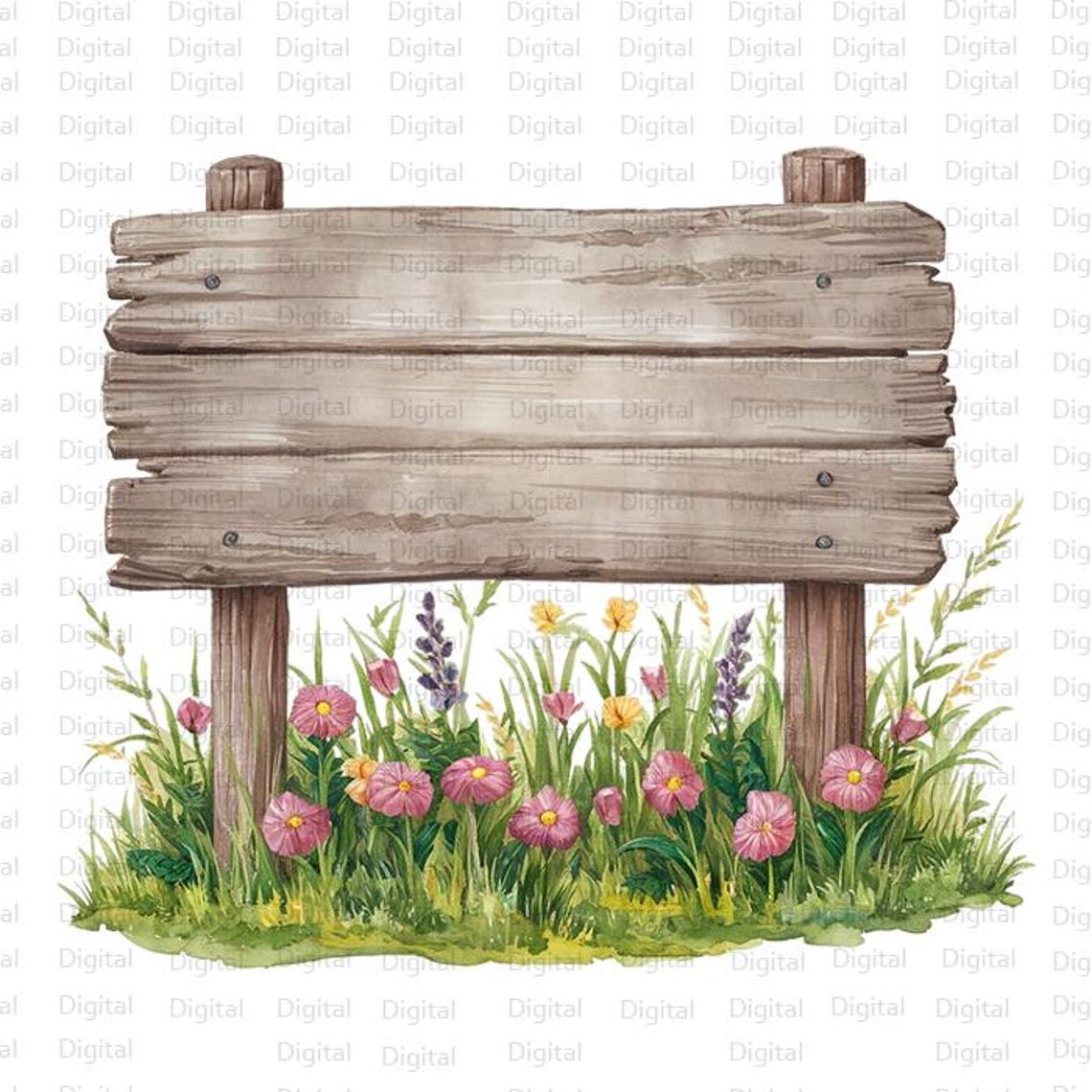 8 Wooden Sign Watercolor Clipart, High Quality Png's, Digital Download ...