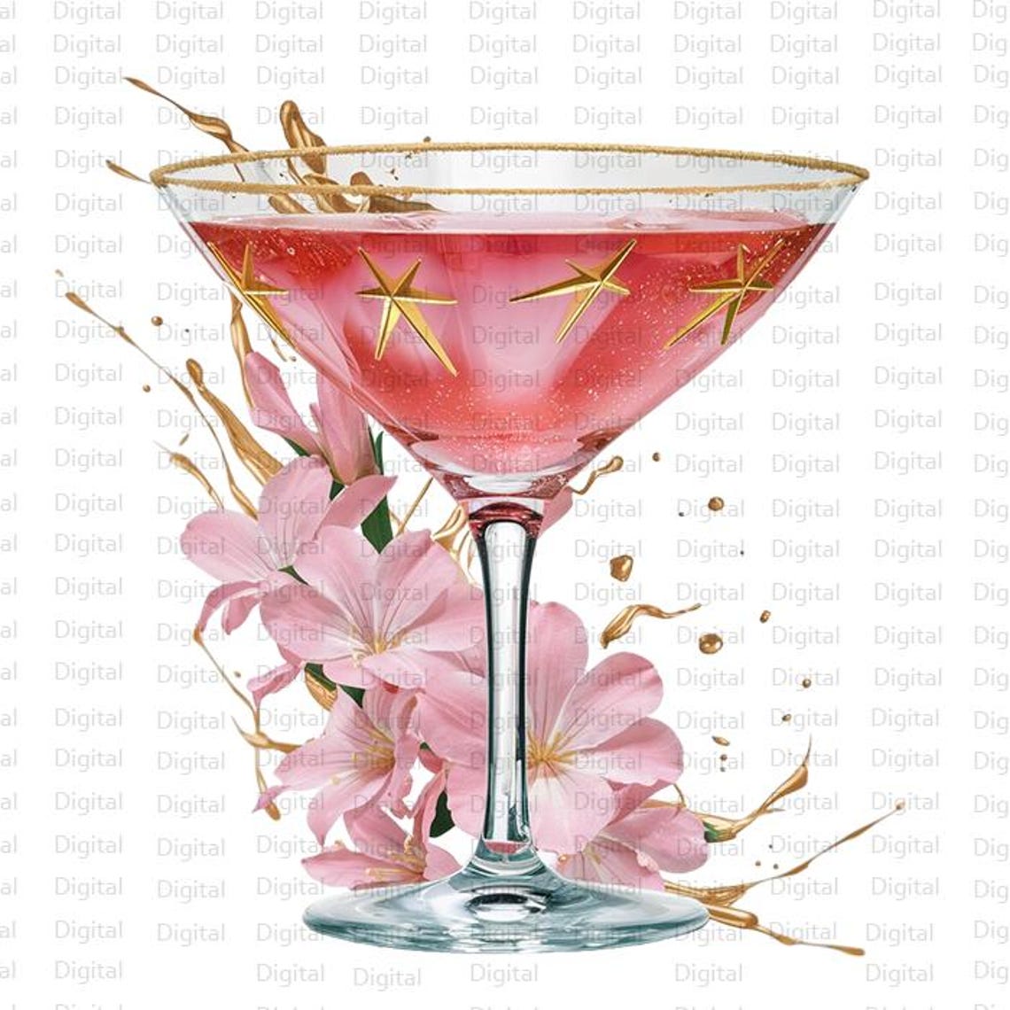 7 Pink Cocktails Clipart, Adorable Cocktails, Printable Watercolor ...