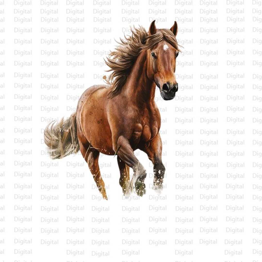 7 Horse Clipart Watercolor Horses PNG, Farm Animal Clipart, Farm Horse ...