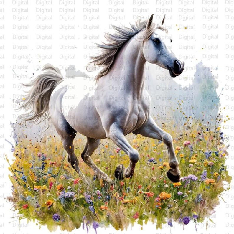 7 Horse Clipart Watercolor Horses PNG, Farm Animal Clipart, Farm Horse ...