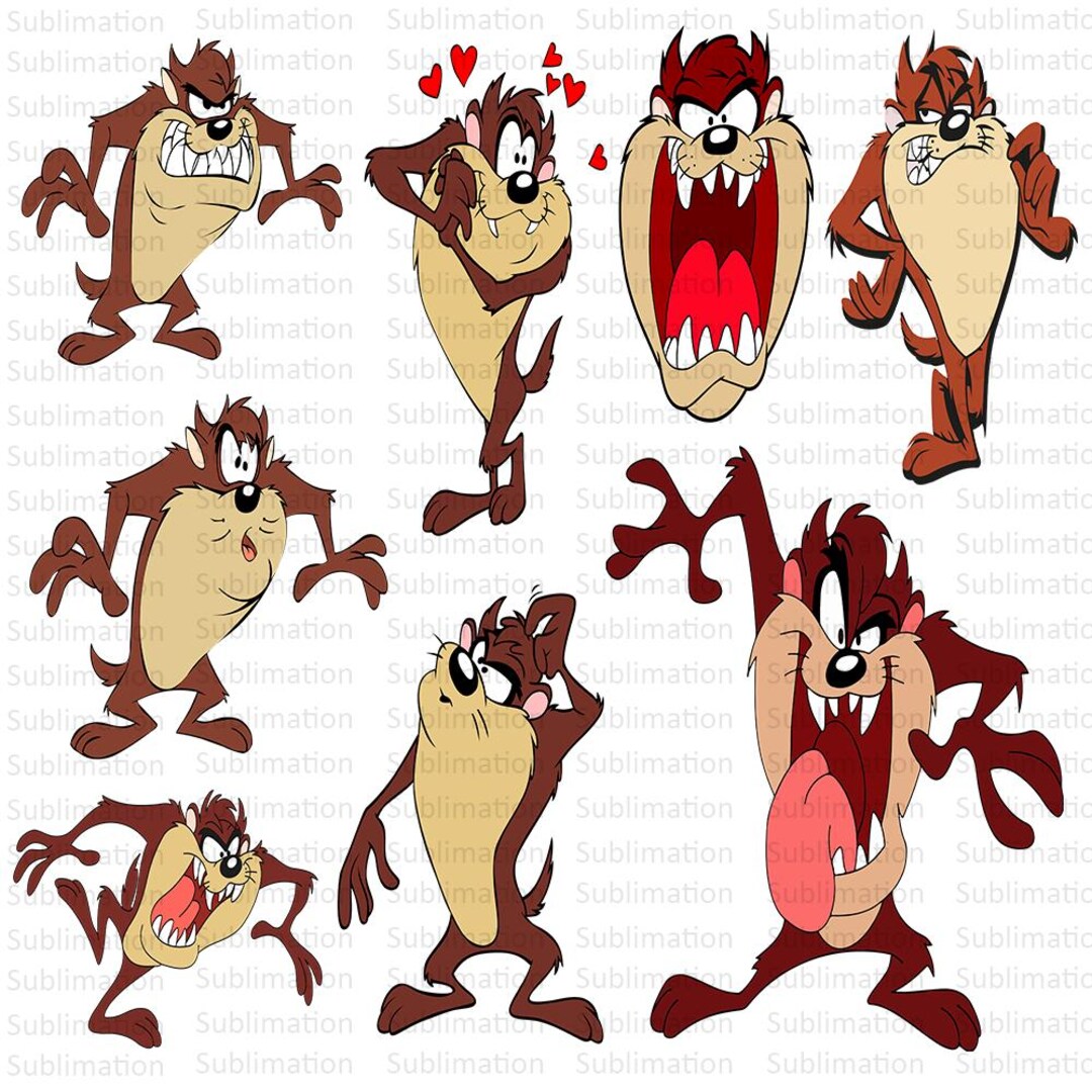 Taz Devil SVG Bundle, Tazmian Devil SVG Cut File, Clipart, Silhouette, Cartoon Sublimation SVG ...