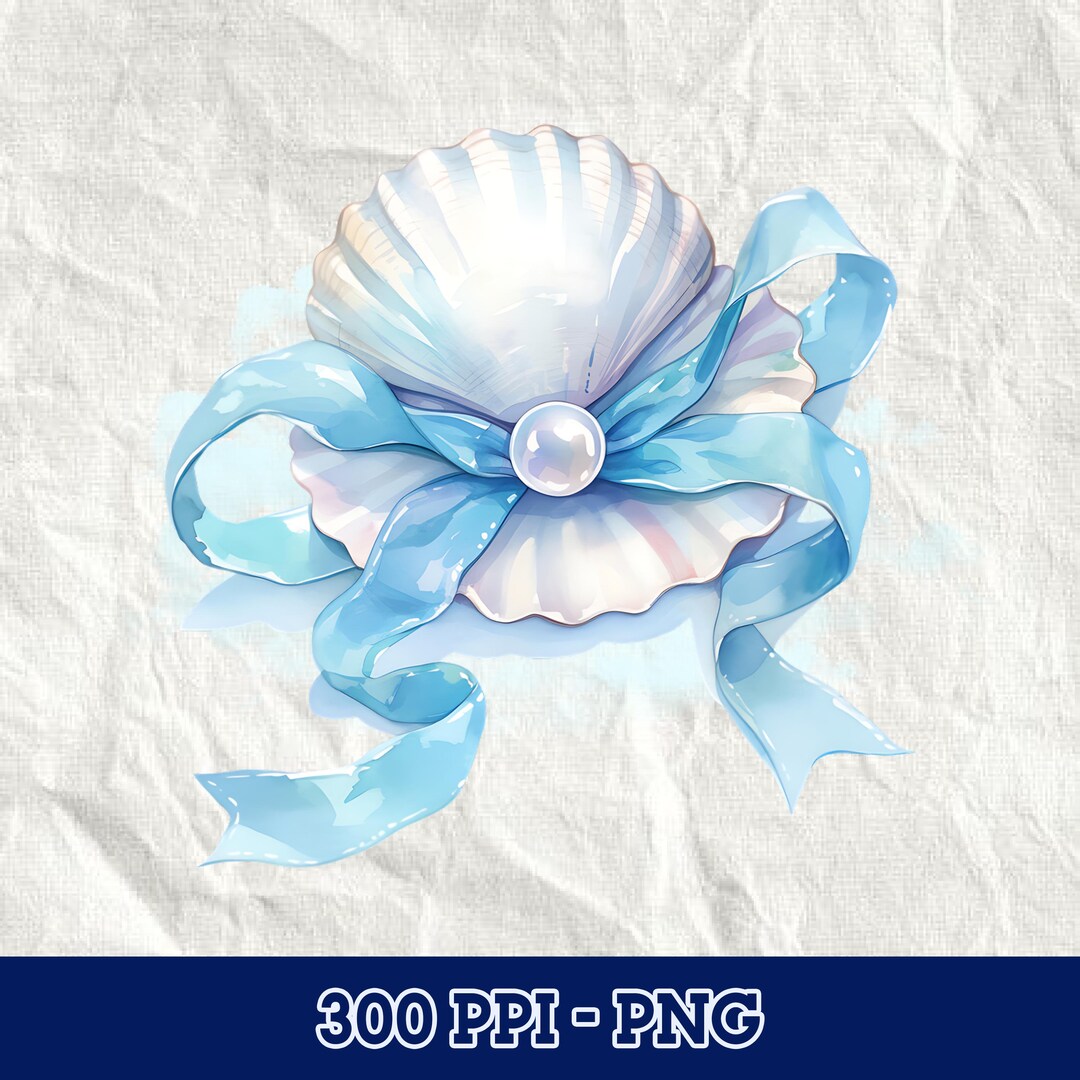 Coquette Pearl Bow PNG – Pink Clam Shell & Starfish Brushstroke Art ...