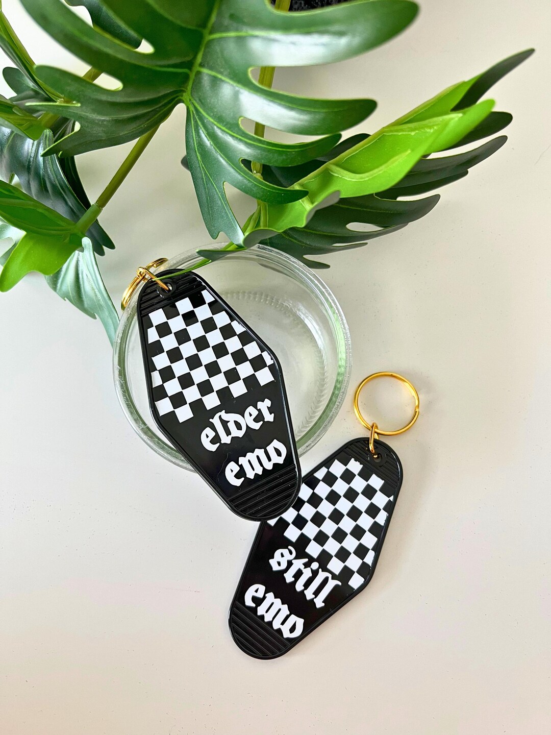 Emo Checkerboard Motel Keychain - Etsy