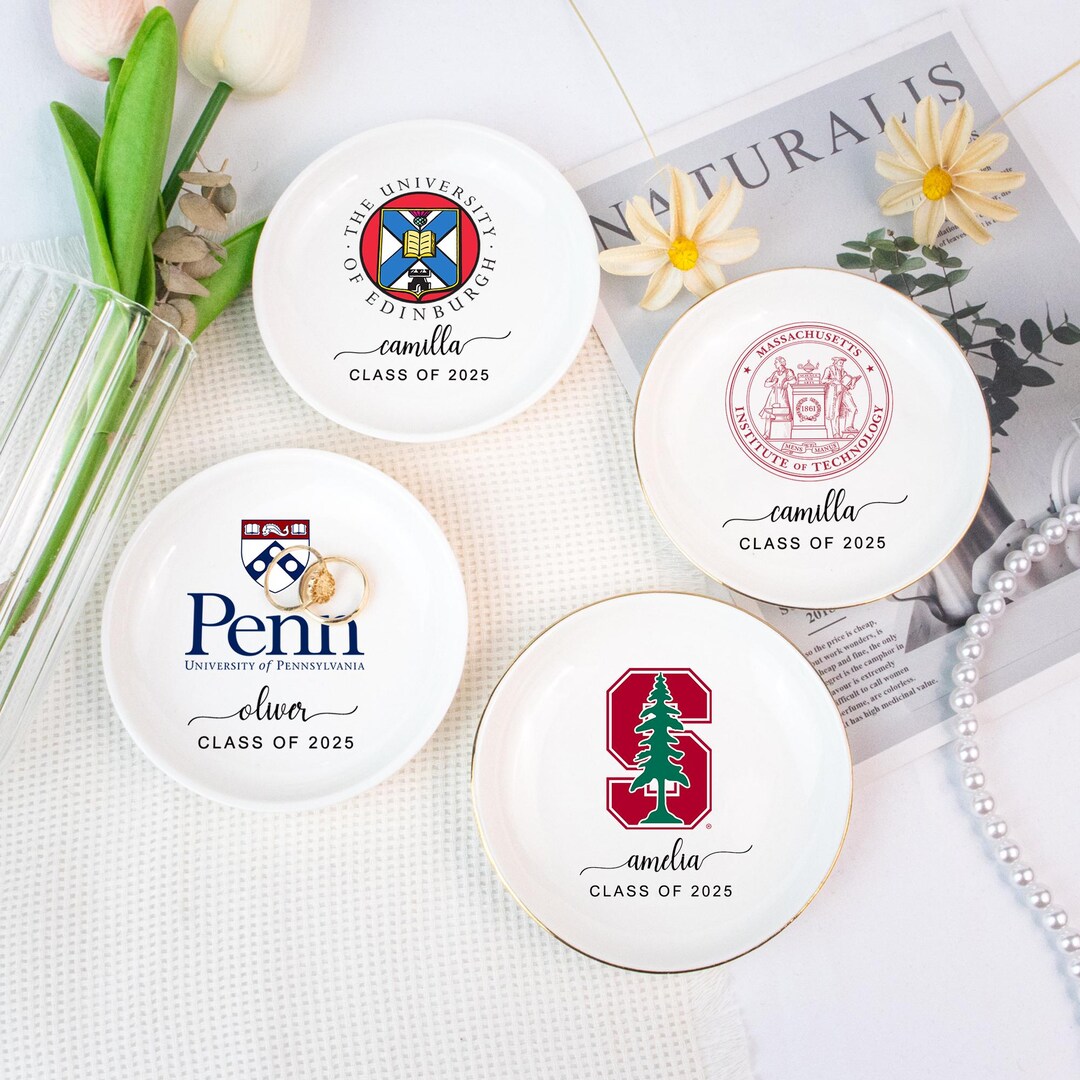 Custom University Logo Trinket Ring Dish, Personalized Graduation Gift ...