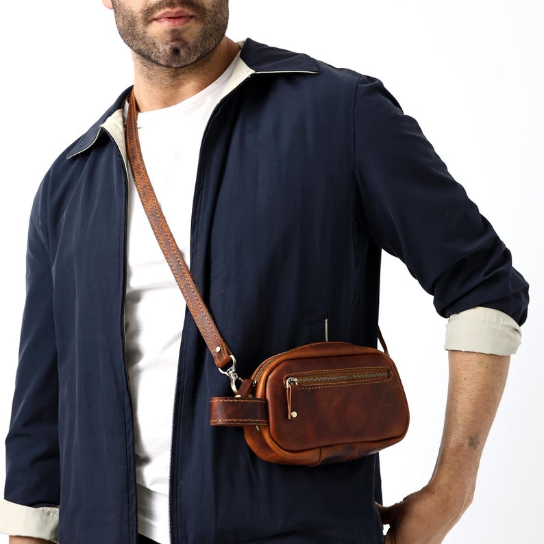 Genuine Leather Handbag for Men, Handmade Leather Minimalist Crossbody ...