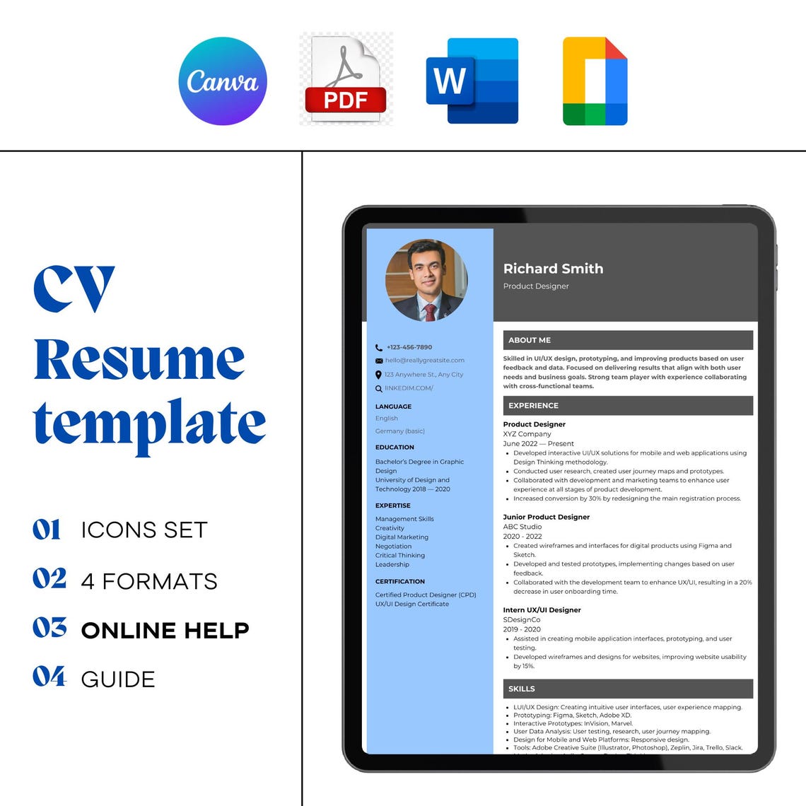 Resume Templates | CV Templates | CV Canva, Cv Pdf, Cv Google Docs, Cv ...