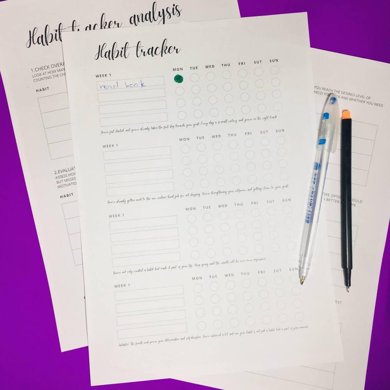 Habit Tracker, Its Analysis | Habit Tracker Pdf | Habit Tracker Print | Habit Tracker Monthly ...