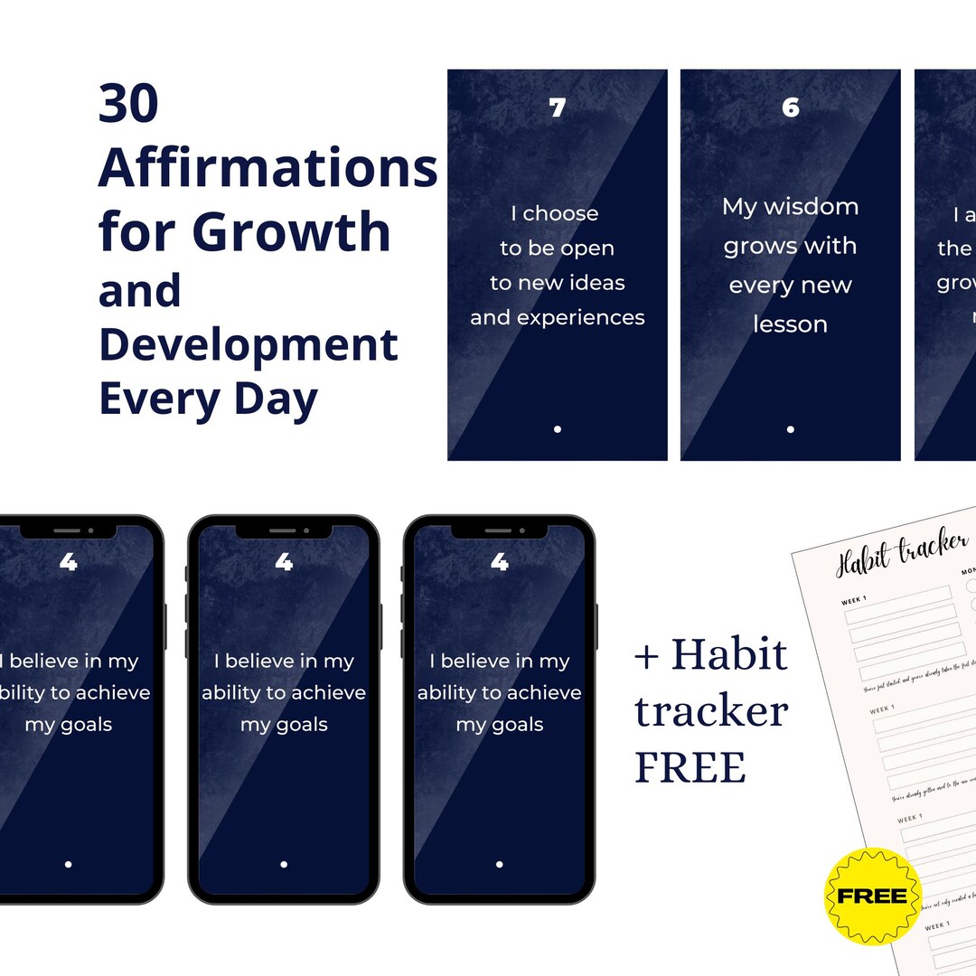 30 Affirmations for Growth & Development Every Day + Habit Tracker FREE ...