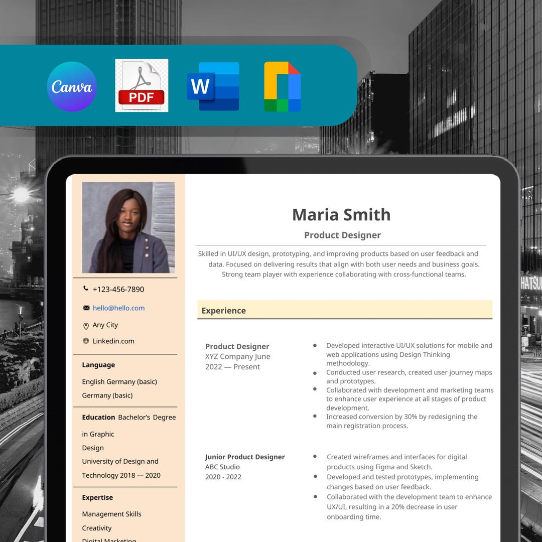 Resume Templates | CV Templates | CV Canva, Cv Pdf, Cv Google Docs, Cv ...