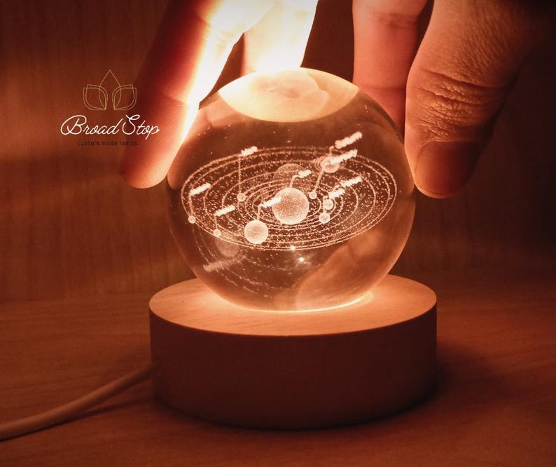 3D Solar System Crystal Ball LED Lamp | Galaxy Night Light for Science ...