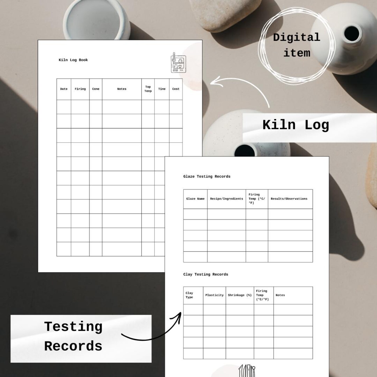 Printable Pottery Journal, Pottery Guide, Ceramics Journal, Kiln Log ...