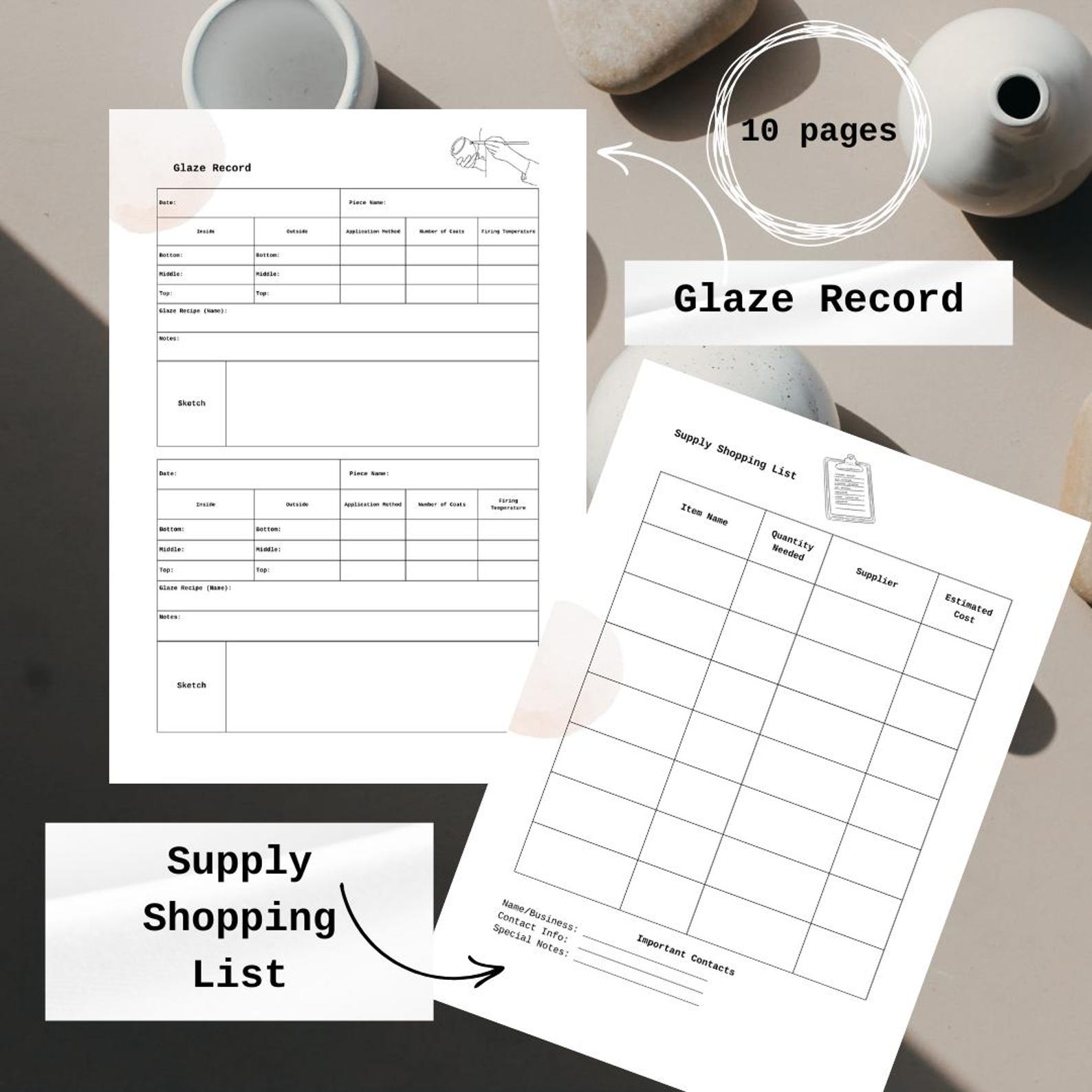 Printable Pottery Journal, Pottery Guide, Ceramics Journal, Kiln Log ...