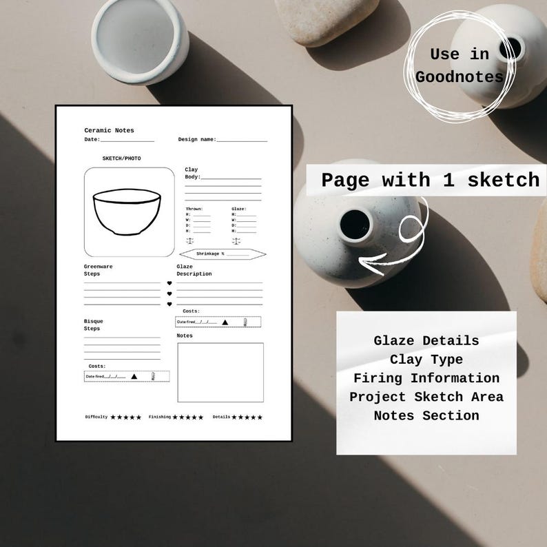 Printable Pottery Journal, Pottery Guide, Ceramics Journal, Kiln Log ...