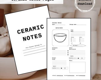 Ceramic Notes, Pottery Journal, Printable Ceramic Journal, Ceramic Log ...