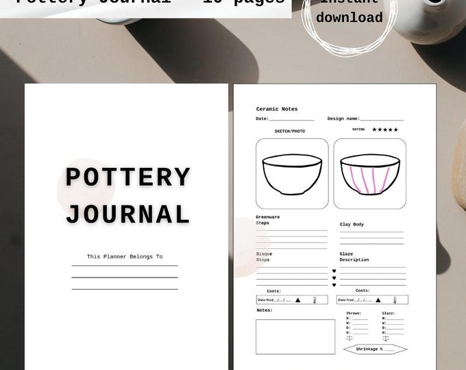 Printable Pottery Log | Printable Pottery Process Log| Pottery Notebook ...