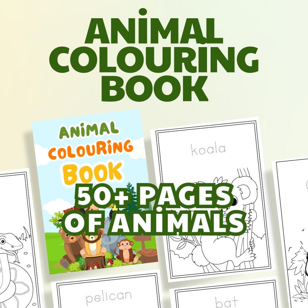 Animal Coloring Pages Set of 50+ Pages Aestehtic Printable and Alphabet ...