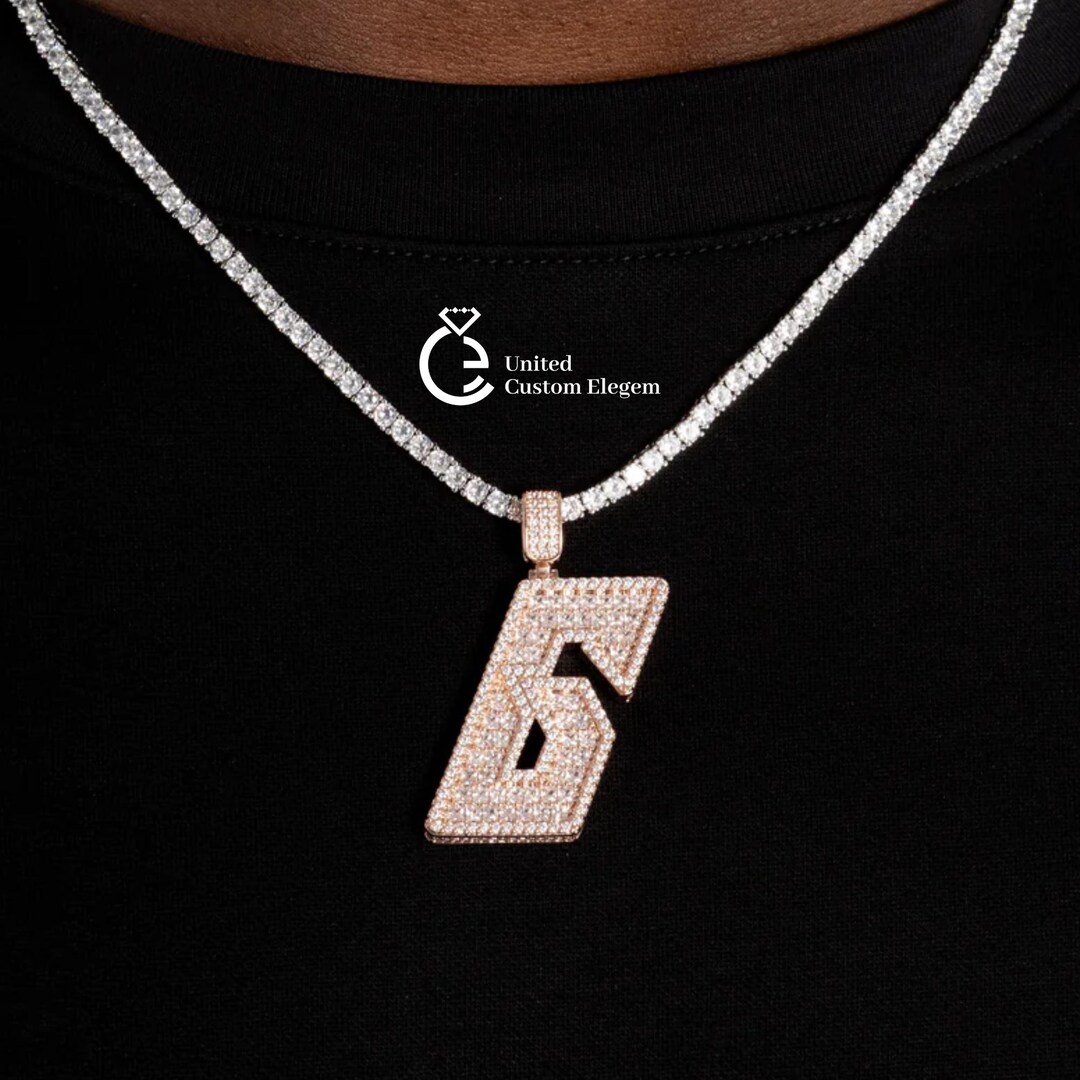 Custom Number Pendant for Men | Iced Out Hip Hop Moissanite Necklace ...