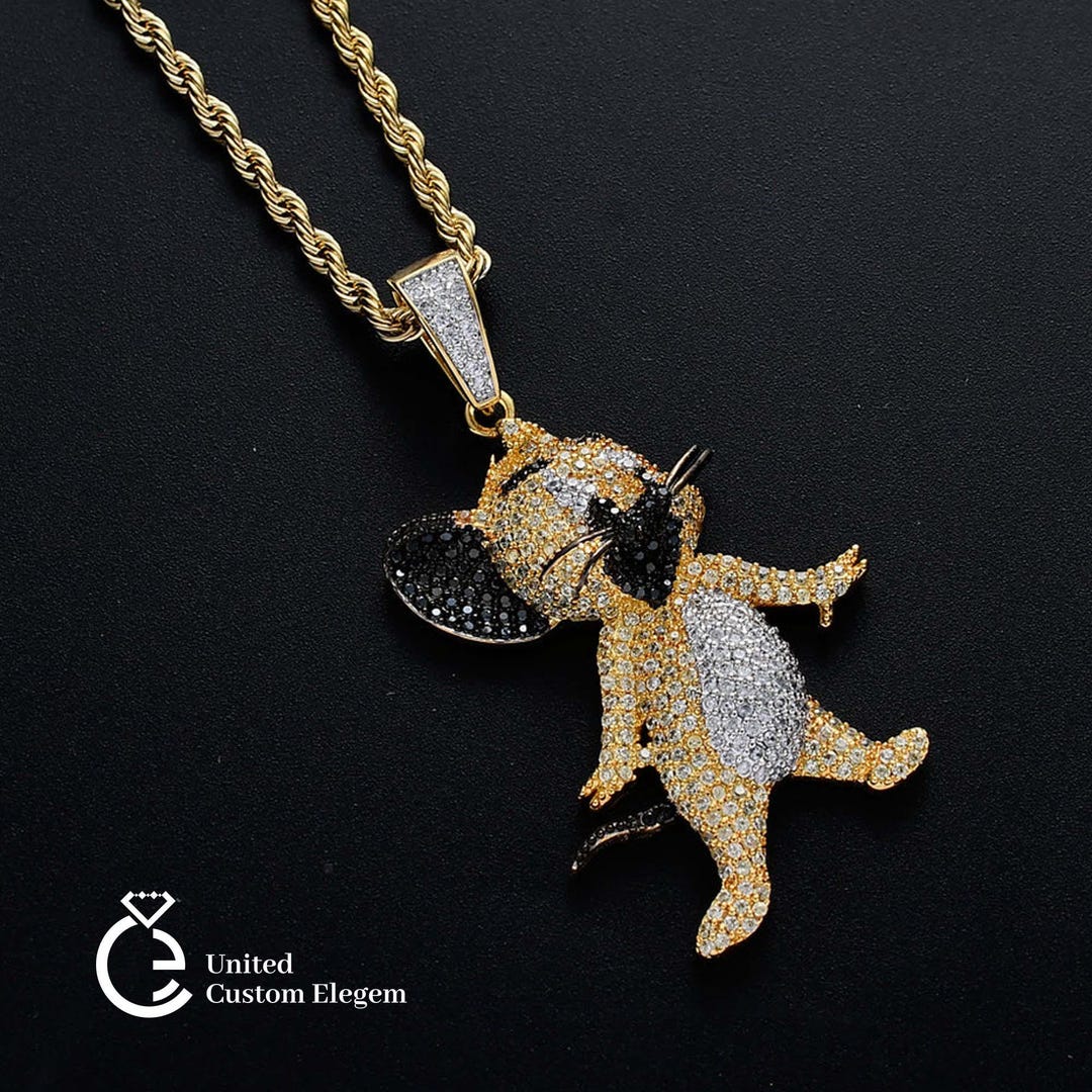 Ice Out Tom and Jerry Pendant | Gold Plated Cartoon Mouse Jewelry | Hip ...