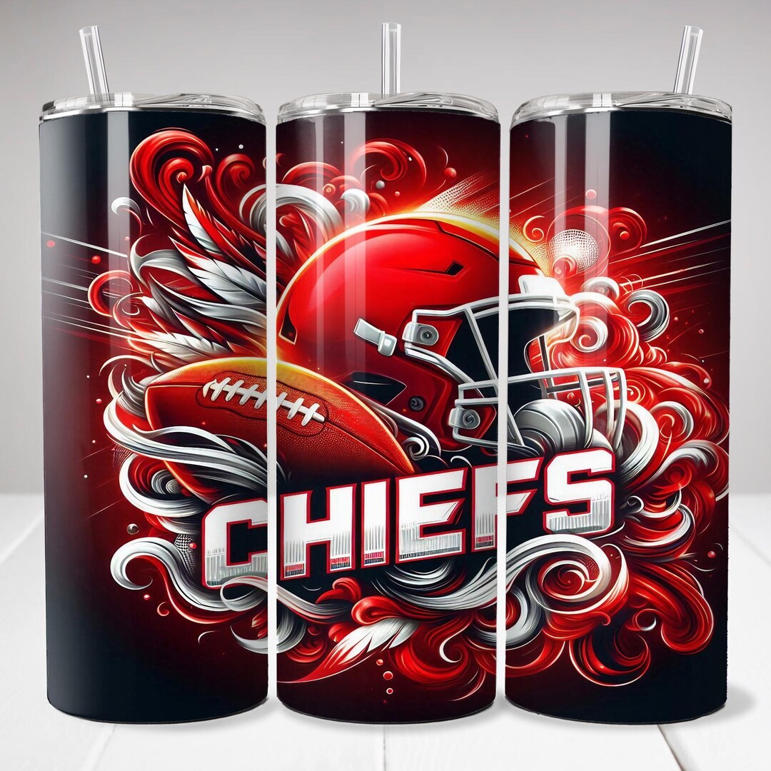 CHIEFS 20oz Skinny Tumbler Wrap PNG, Sport Mascot Tumbler Seamless ...