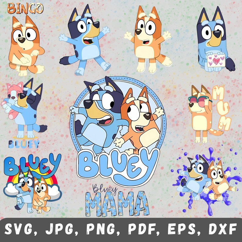Blue Dog Png Bundle, Blue Dog Family Png, Blue Dog Birthday Png, Blue ...