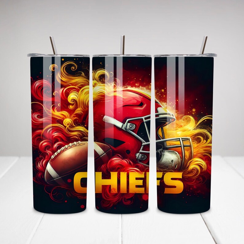 CHIEFS 20oz Skinny Tumbler Wrap PNG, Sport Mascot Tumbler Seamless ...