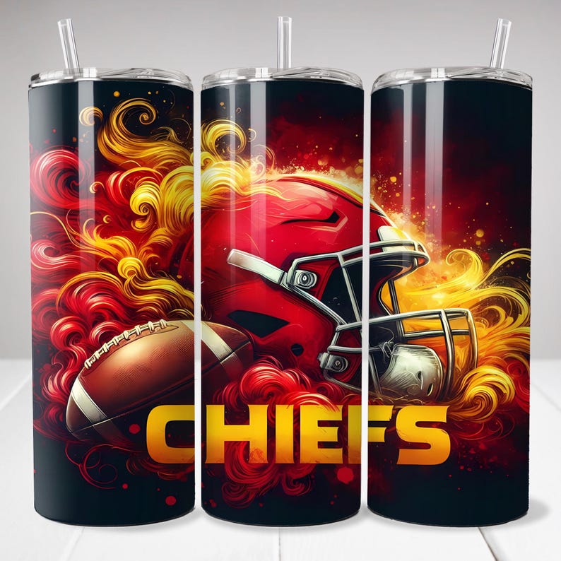 CHIEFS 20oz Skinny Tumbler Wrap PNG, Sport Mascot Tumbler Seamless ...
