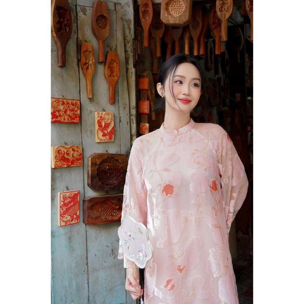 Vietnamese Ao Dai Dan Ha – Modern Silk Printed Dress With Two Panels ...