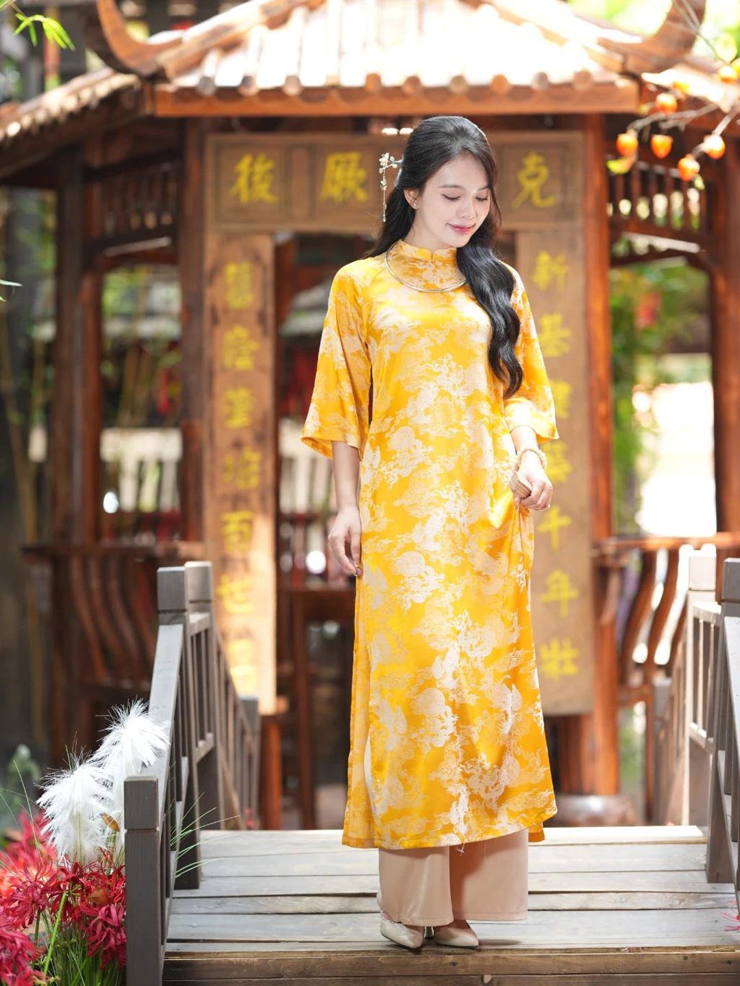 Premium Modernized Vietnamese Ao Dai for Women – Silk Brocade Design ...