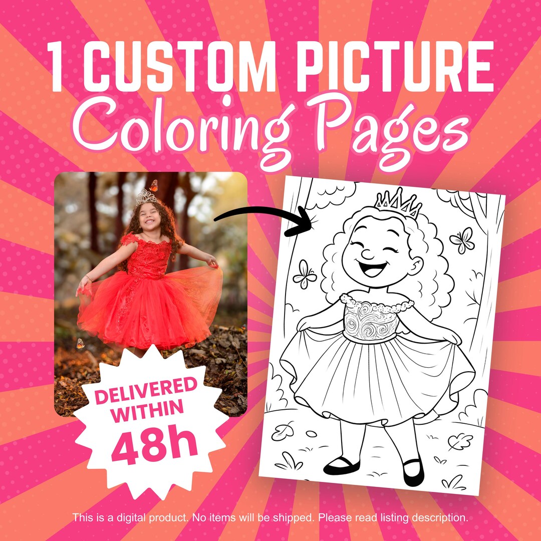 1 Custom Coloring Pages, Personalized Coloring Photos, One Custom Photo ...