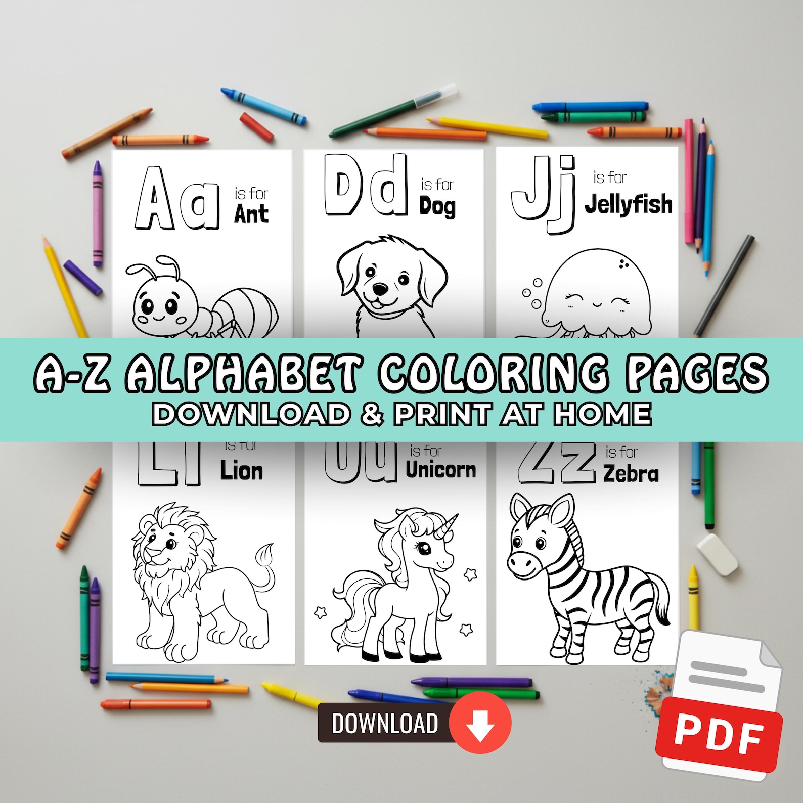 A-Z Coloring Pages, Alphabet Coloring Sheets for Kids, Kids Letter ...