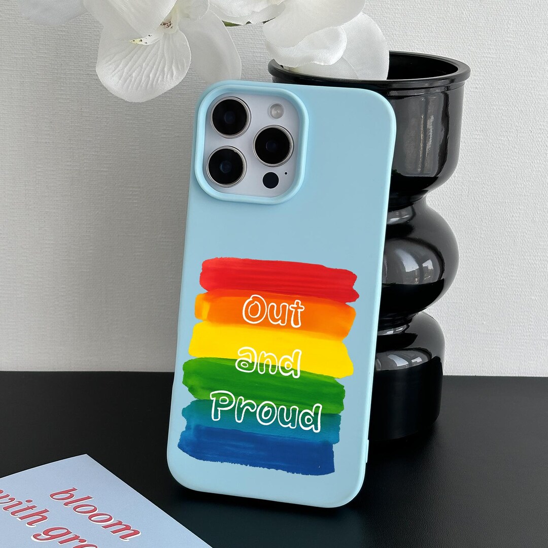 LGBTQ+ Pride Rainbow Phone Case Out and Proud iPhone 16/15/14/13/12/11 ...
