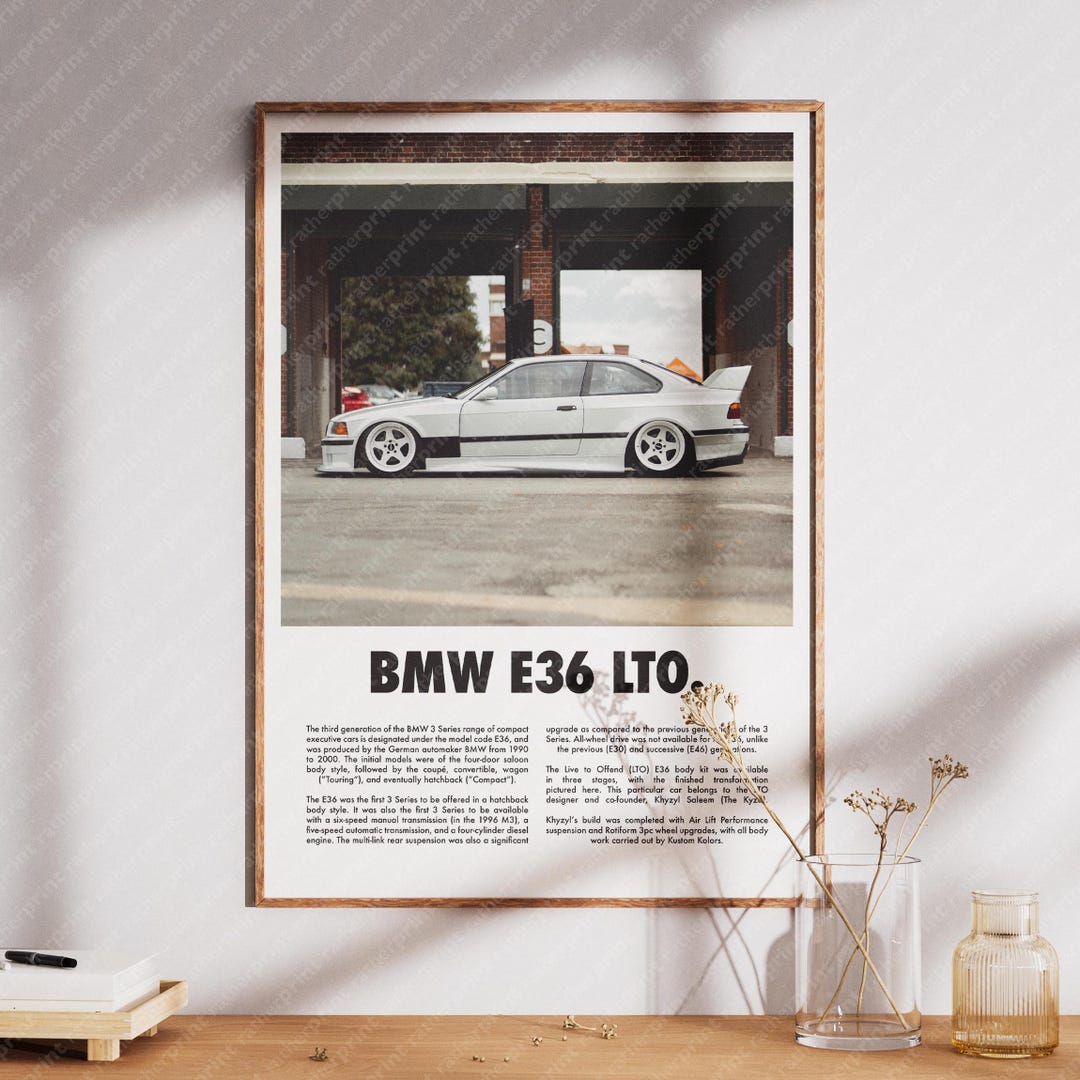 BMW E36 LTO Live to Offend 3 Series Stanced Poster Wall Art High ...