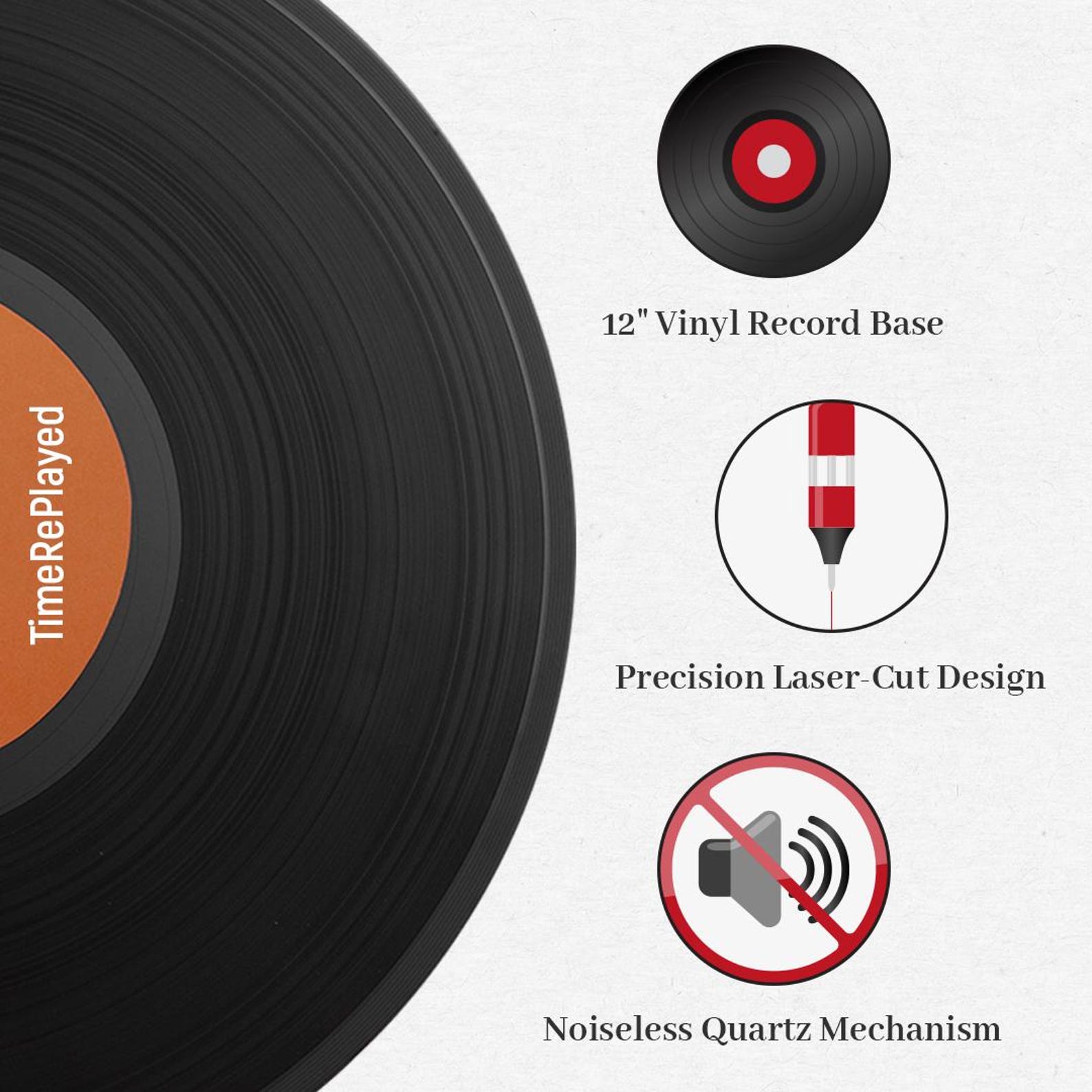 Musical Notes Vinyl Clock – Treble Clef Wall Art – Handmade Music Room ...