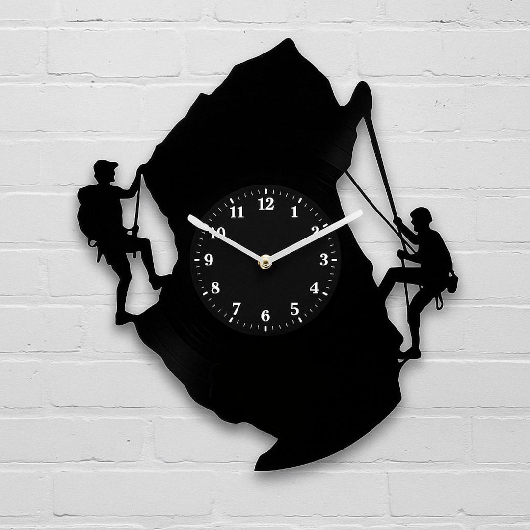 Rock Climbing Vinyl Wall Clock – Mountain Adventure Decor for Climbers ...