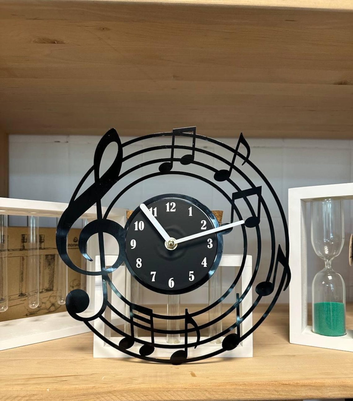 Musical Notes Vinyl Clock – Treble Clef Wall Art – Handmade Music Room ...