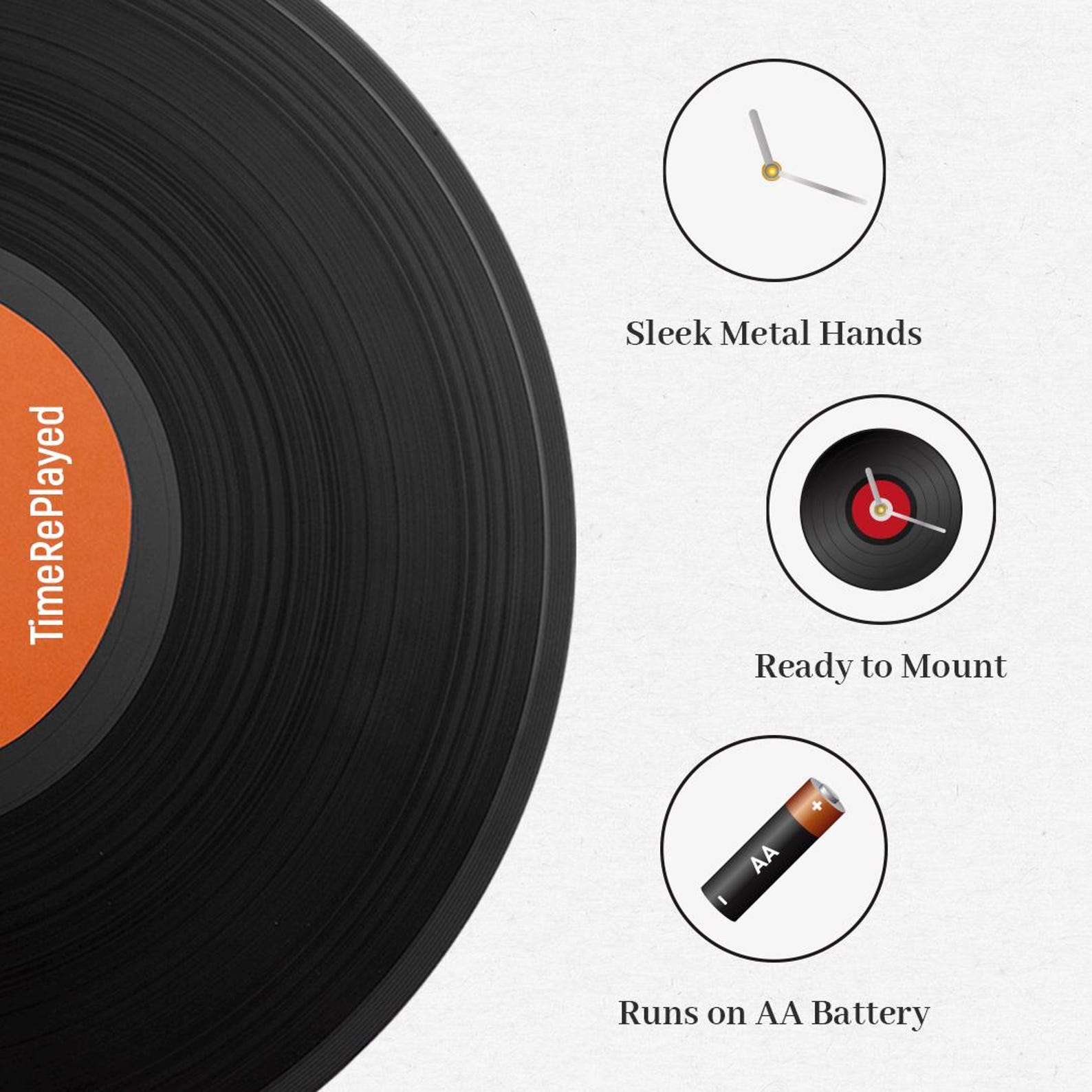 Musical Notes Vinyl Clock – Treble Clef Wall Art – Handmade Music Room ...