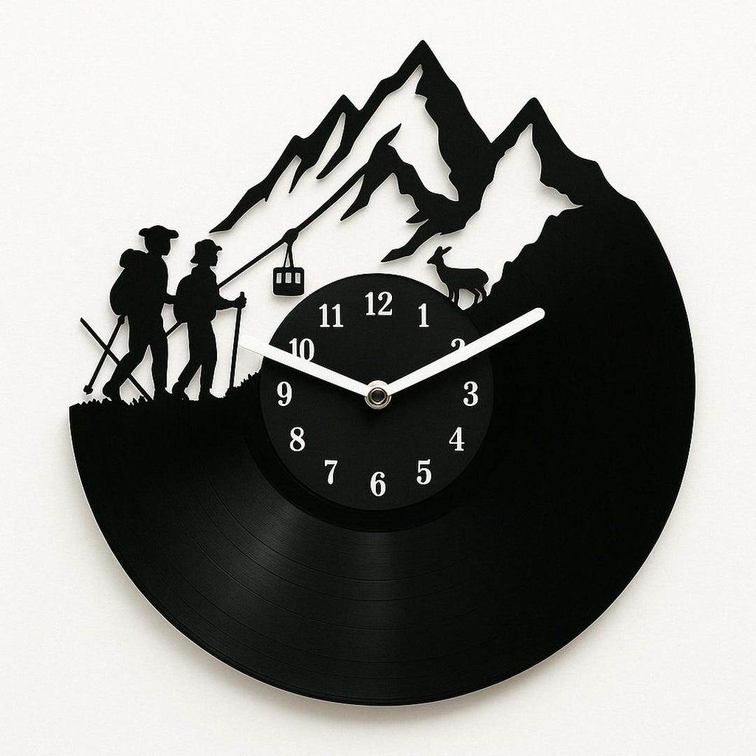 Mountain Hikers Vinyl Wall Clock – Hiking Adventure Decor for Nature ...
