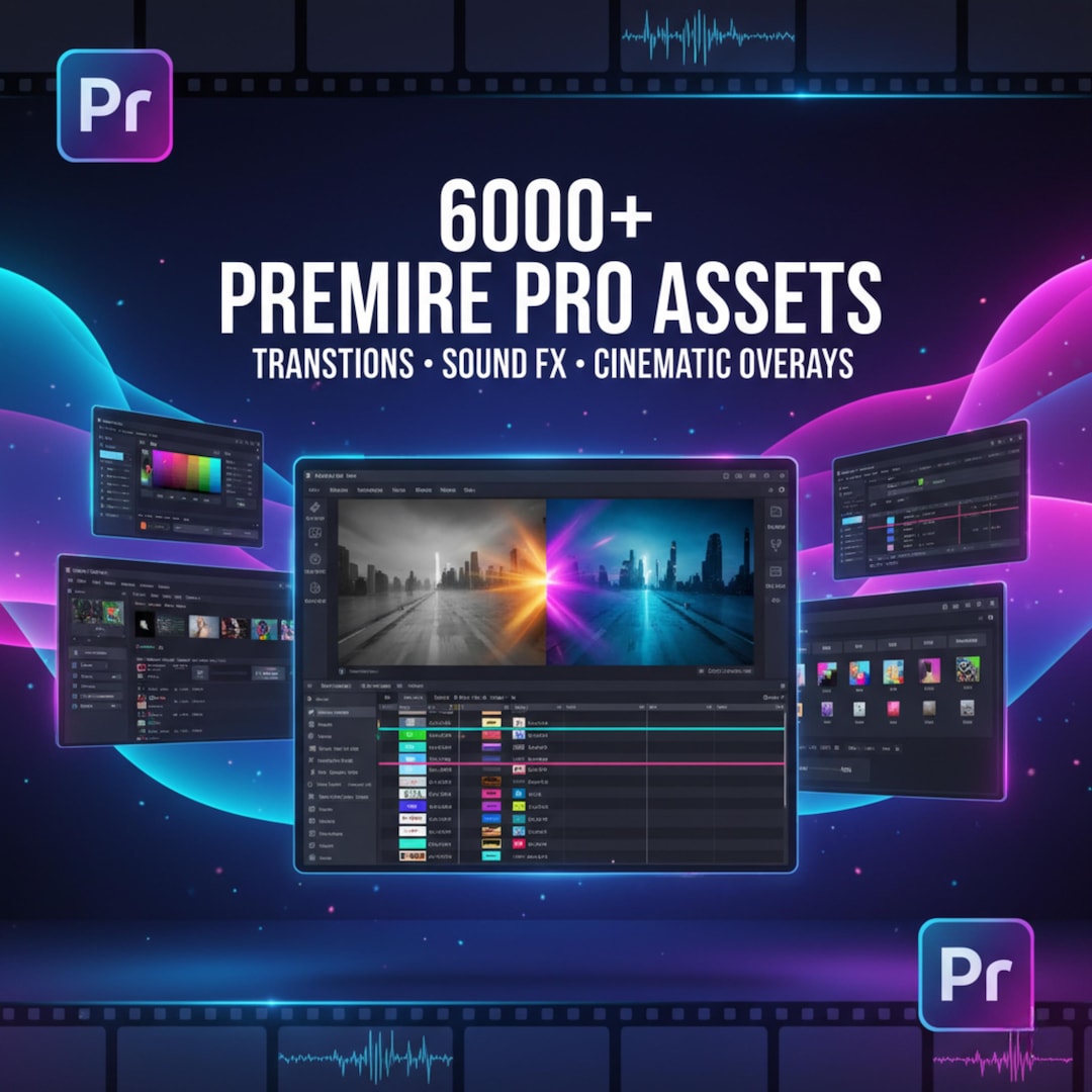 6000+ Premiere Pro Transitions, Sound FX and Overlays Mega Bundle ...