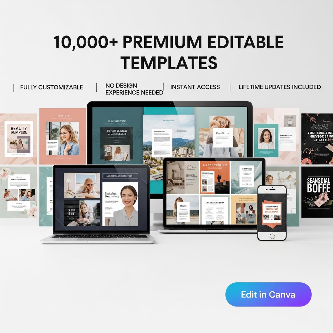 10,000+ Editable Canva Templates Mega Bundle | Business, Social Media ...