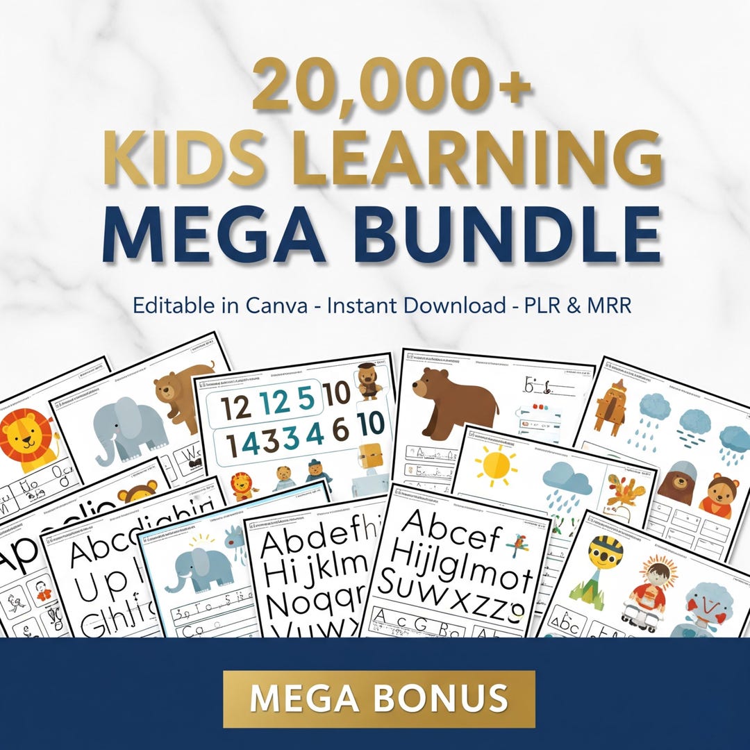 20,000+ Kids Learning Worksheets Bundle | Educational Printables With ...