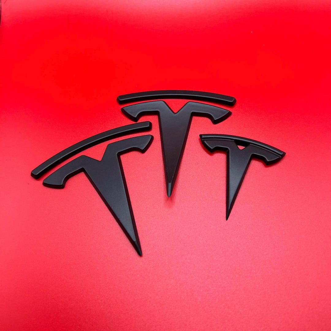 Matte Black Tesla Logo Emblem Overlay Cover for Model 3/Y Set (trunk ...