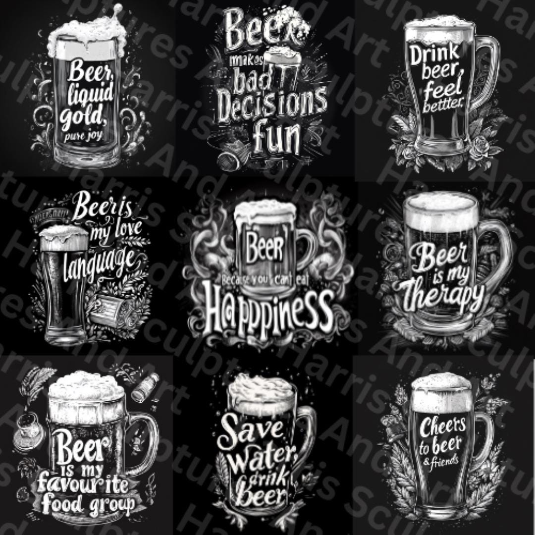9 Beer Coaster Design BUNDLE | Slate Coaster PNG | Downloadable Laser ...