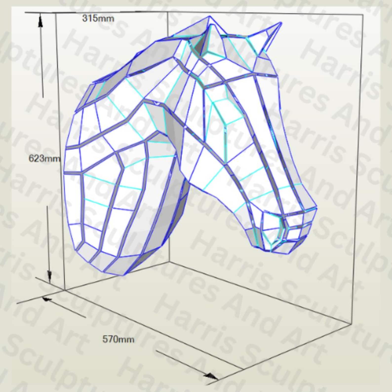 DIY Metal Horse Head Welding Sculpture | Pepakura Patterns | DXF ...