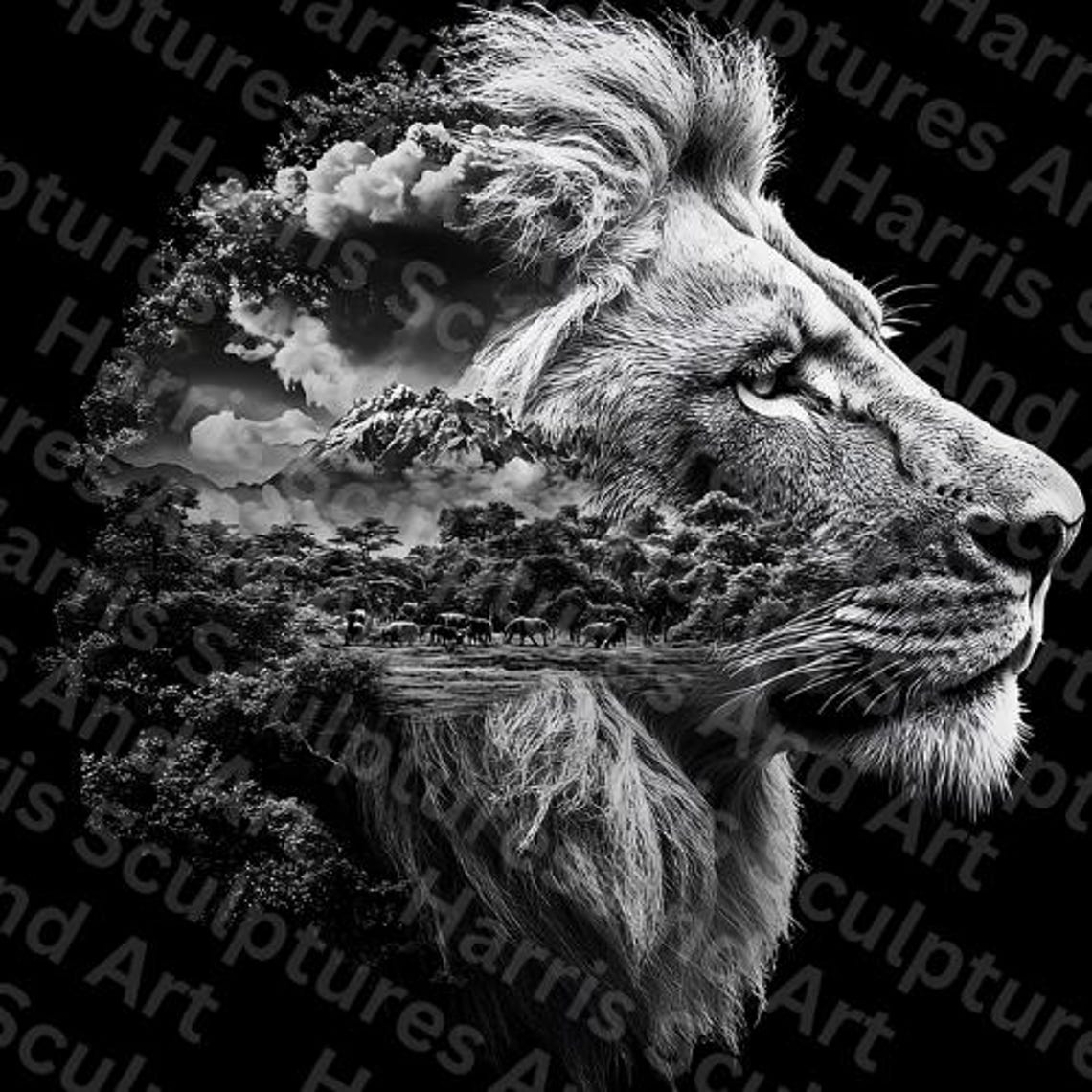 Safari Lion PNG | Laser Engraving File | Slate Coasters | Downloadable ...