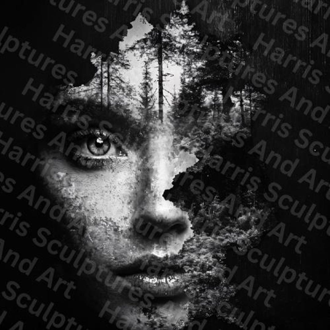 Woman PNG | Woman Laser Engraving File | Double Exposure | Slate ...