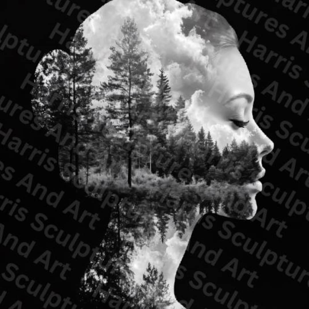 Woman PNG | Woman Laser Engraving File | Double Exposure | Slate ...