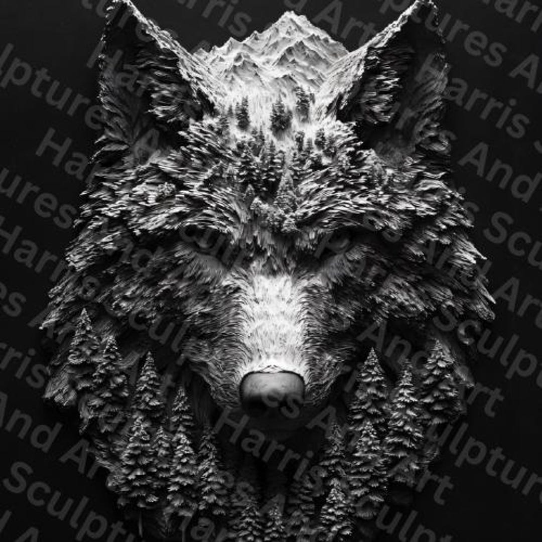 Wolf PNG | Animal Laser Engraving File | Double Exposure | Slate ...