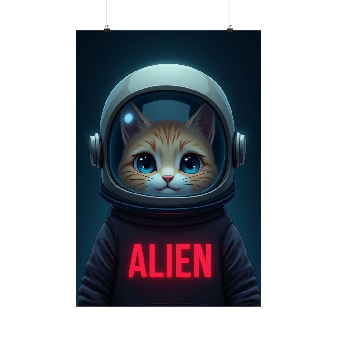 Alien, Cat Poster, Matte Posters, Wall Art Decor, Poster, Cat Lover ...