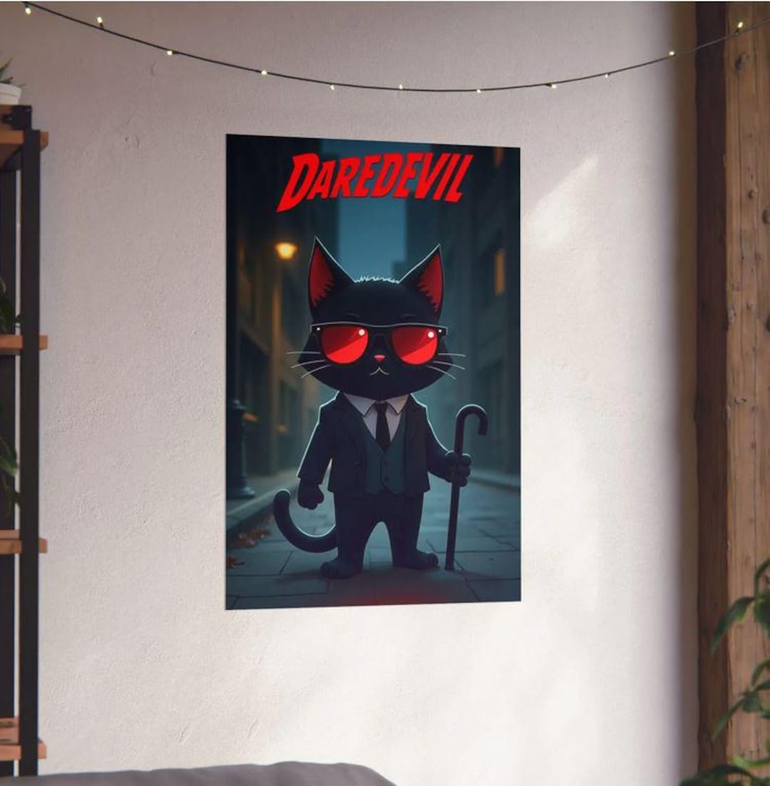 Daredevil, Cat Print, Funny Cat, Cat Lover, Retro Print, Cat ...